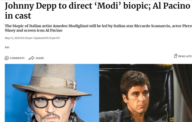 Johnny Depp to direct ‘Modi’ biopic – Al Pacino in cast …. | வி ம ரி ச ...